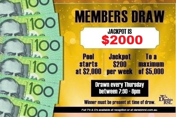 Thursday Night Member’s Draw – Darebin RSL