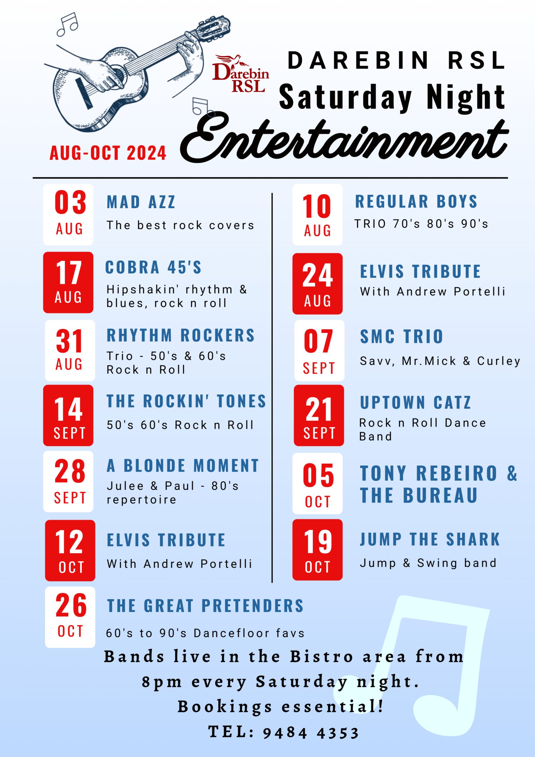 Saturday Night Bands | Darebin – Darebin RSL